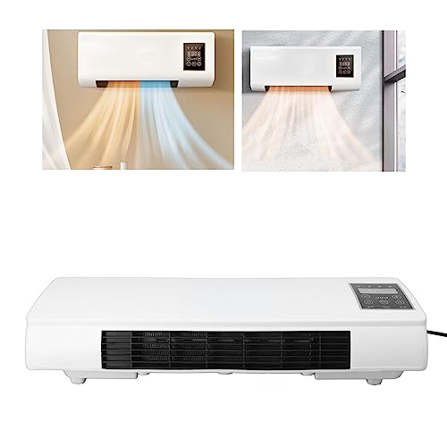 Wall Air Conditioner, 2 In 1 Mini Air Conditioning Hot Fan, Quiet Remote Control Evaporator Unit for Bathroom Bedroom, Digital Display, Adjustable Temperature and Wind Speed