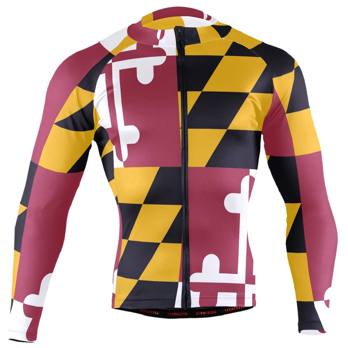 Cindly Men's Maryland Cycling Jersey Long Sleeve Bike Jersey with Full Zipper & 3-Rear Pockets