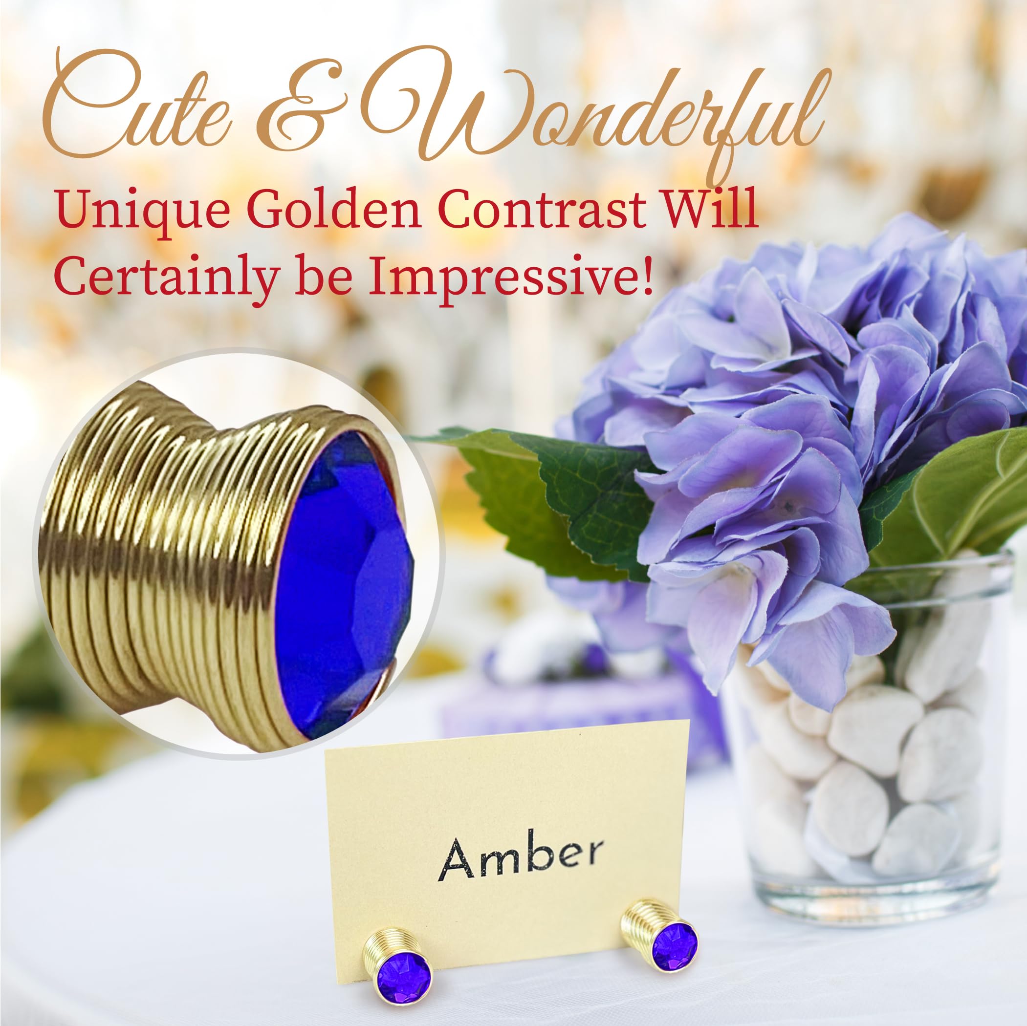 Ideikis 40Pcs.Multipurpose/Place Card Holders/Table Name Card Holder/Small Size Table Card Holder/Menu Clips/Gold Table Card Holder/Mini place card holders/Wedding/Anniversary/Birthday/Party