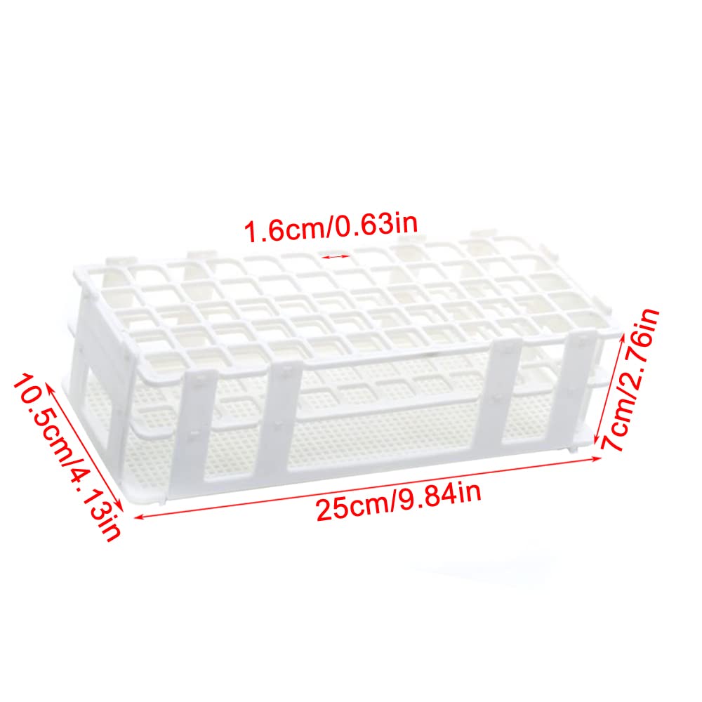 P-ABC 2Pack Plastic Test Tube Rack, Laboratory Test Tube Rack, 60 Holes, for 16mm Test Tubes, White, Removable (60 Holes, White)