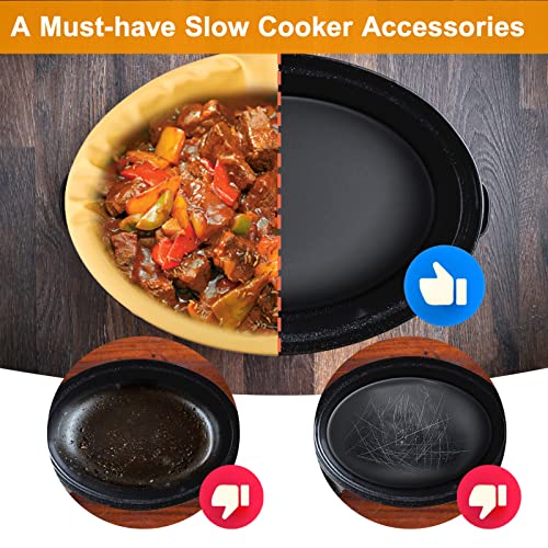XANGNIER 2 Pack Silicone Slow Cooker Liners for 6,7,8 Quarts Crockpot, Reusable Silicone insert,Leakproof & Easy Clean,Cooking Bags for Oval or Round crock pot,Slow Cooker Accessories(Pink+Yellow)
