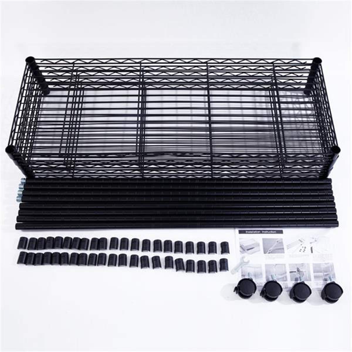 MAXMYE 5-Layer Iron Shelf, Shelving Storage Unit on 1.5'' Wheel Casters, Metal Organizer Wire Rack, Plastic Coated Storage Cabinet (35.43" x 13.78" x 65") for Living Bedroom/Kitchen/Office