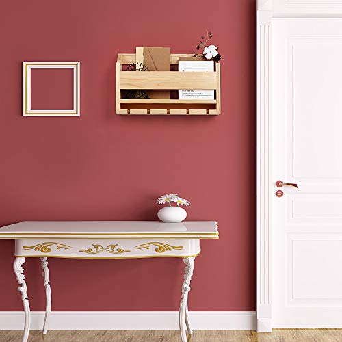 Wall Mount Entryway Mail Envelope Organizer, Letter & Newspaper Storage,Home Decorative Floating Shelf, Wooden