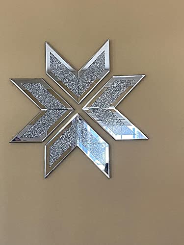 XIHACTY 2 Piece Mirrored Chevron Arrows, Crystal Crushed Diamond Arrow Wall Décor, Silver Arrow Sign for Gallery Wall for Dining Room, Living Room(12inch x 12inch)