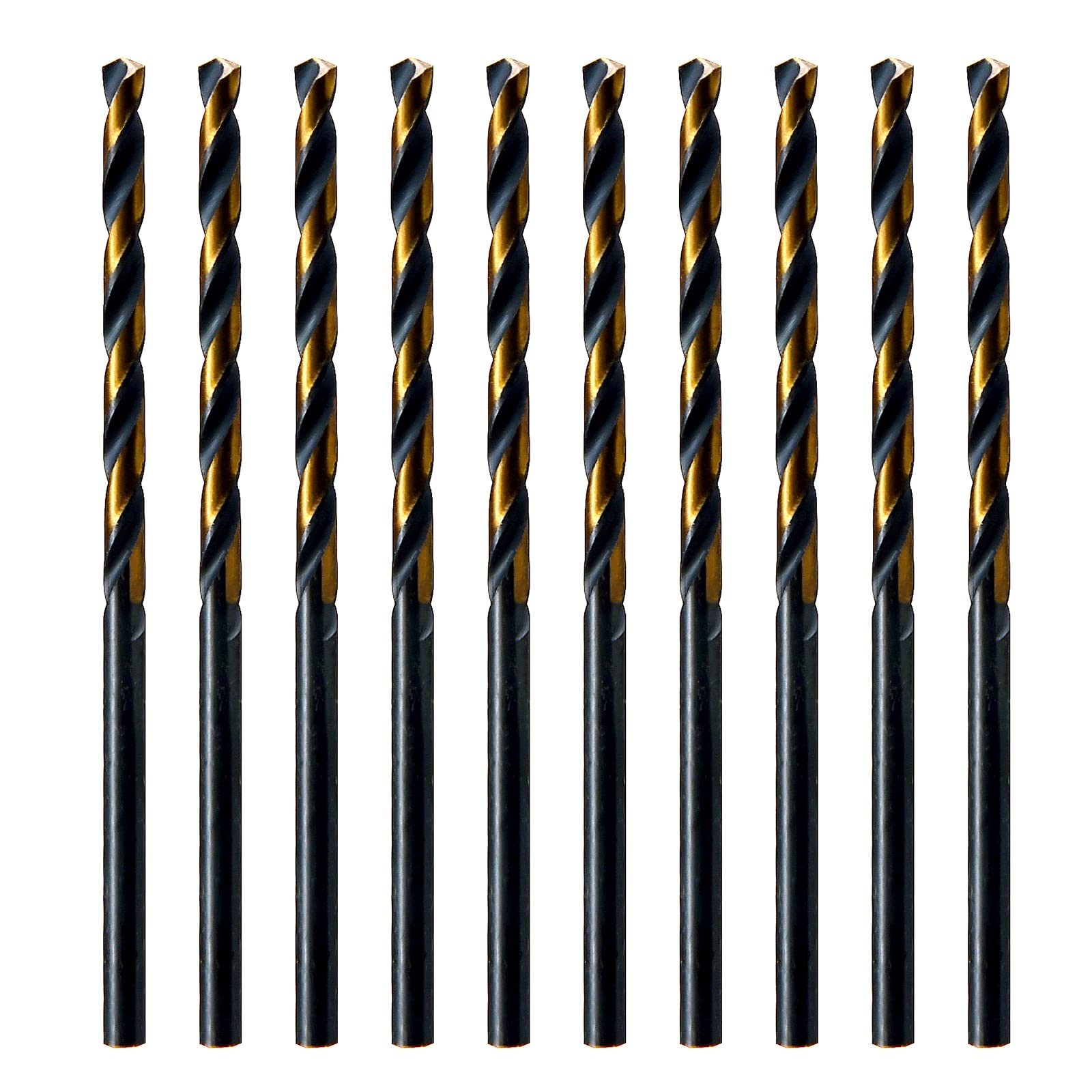 MAXTOOL No.19 10pcs Identical Jobber Length Drills Dia 0.166 HSS M2 Twist Drill Bits Wire Gauge Gage Numbered Straight Shank Drills; JBN02H10R19P10