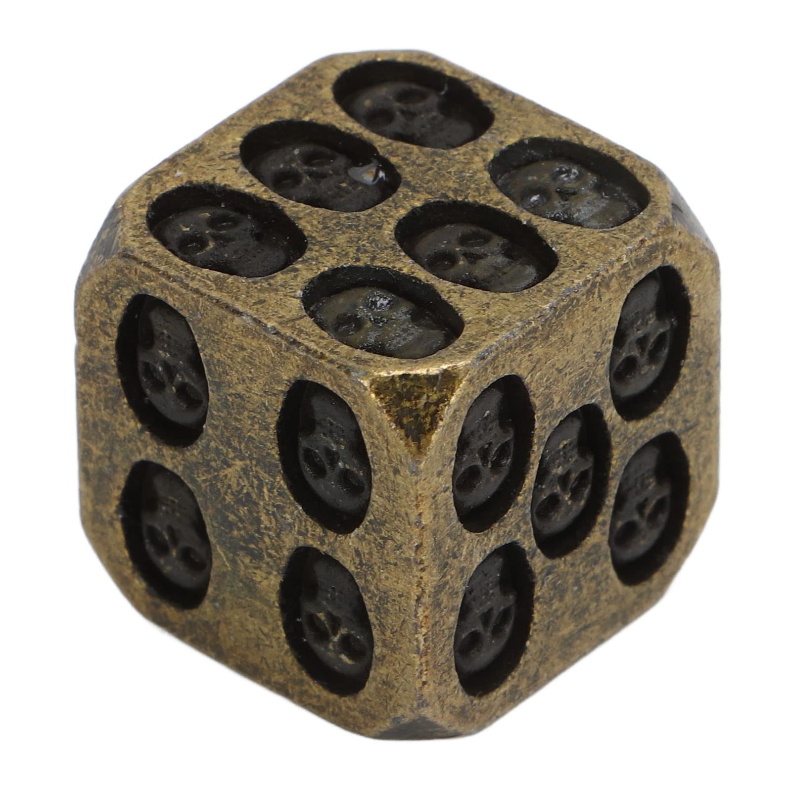 D6 Metal Dice Set, 6 Inlaid Skull Dice Set DND Dice Set with Gift Box 7 Pcs 6 Sided Polyhedral Metal Dice Set Portable Dungeons and Dragons Dice Set for DND RPG Pathfinder, Gifts(Bronze)