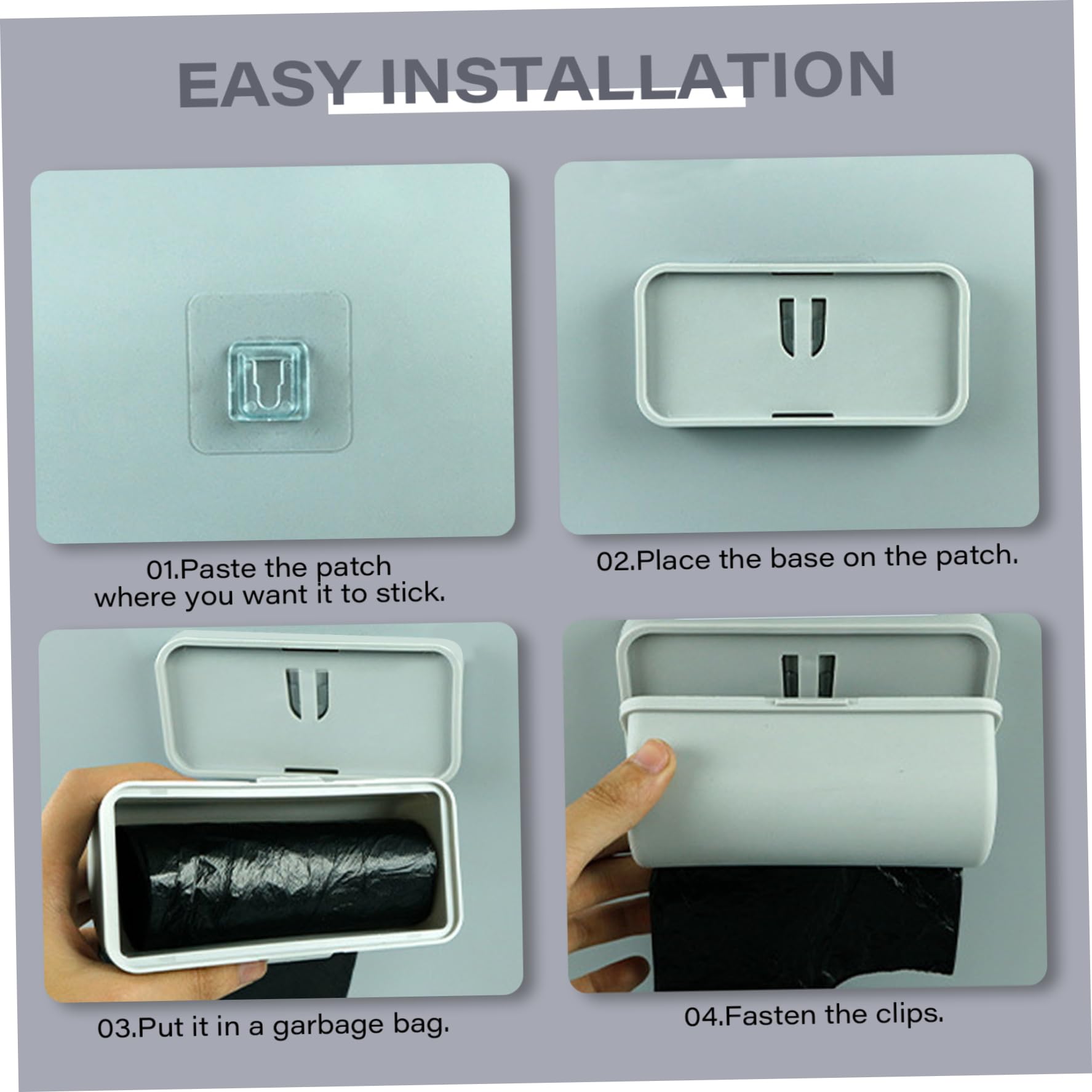 Garbage Bag Dispenser 2PCS Adhesive Mount Trash Can Liner Dispenser 5.9x3" Plastic Trash Bag Dispenser Roll Holder