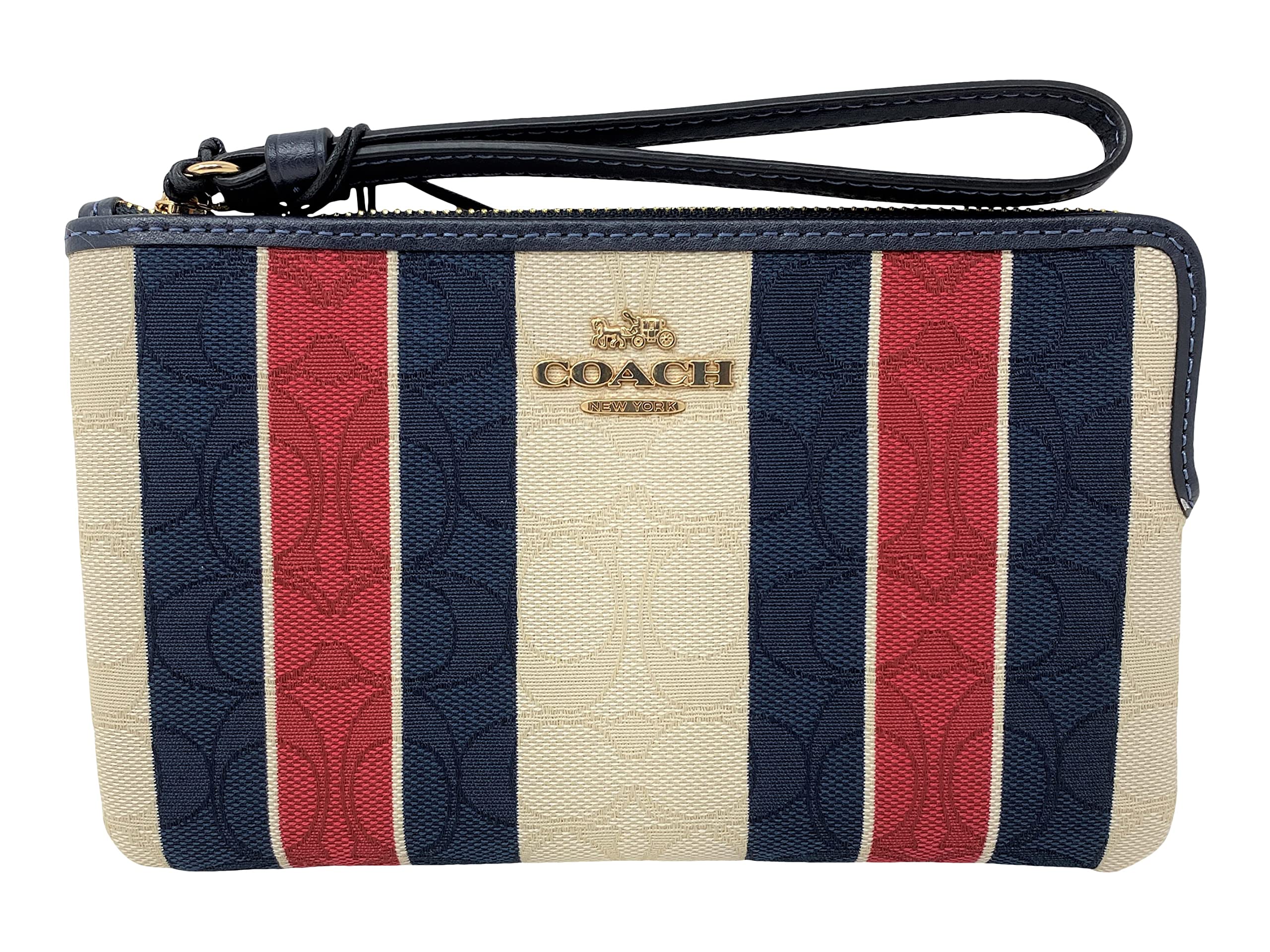Coach Large Corner Zip Wristlet In Signature Jacquard With Stripes Style No. C8753