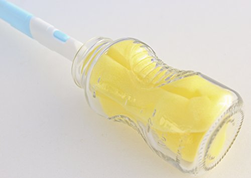 MoomooBaby Triple Baby Bottle Cleaner Brush Set - Includes Baby Bottle Brush Cleaner, Nipple Brush & Straw Cleaning Brush - Eco-Conscious Plastic Handle with Non-Slip Grip, Replaceable Sponges - Blue