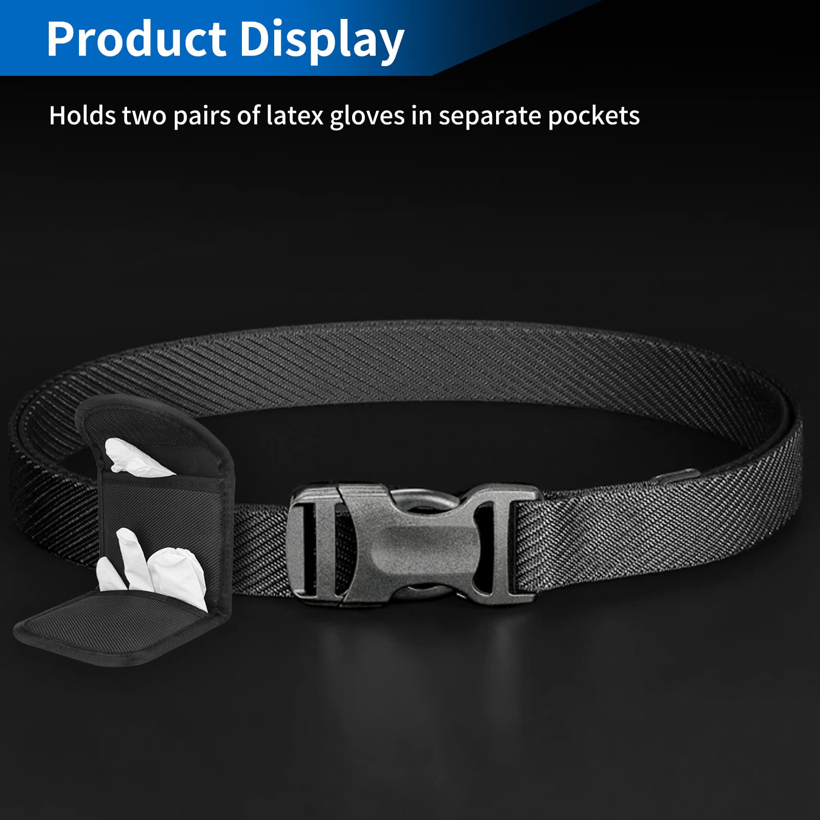 Glove Pouch for Duty Belt, Double Glove Holder Latex Disposable Pouch Nylon for Police Firefighter EMS Paramedic First Responders Ullnosoo for 2 and 2.25" Belt