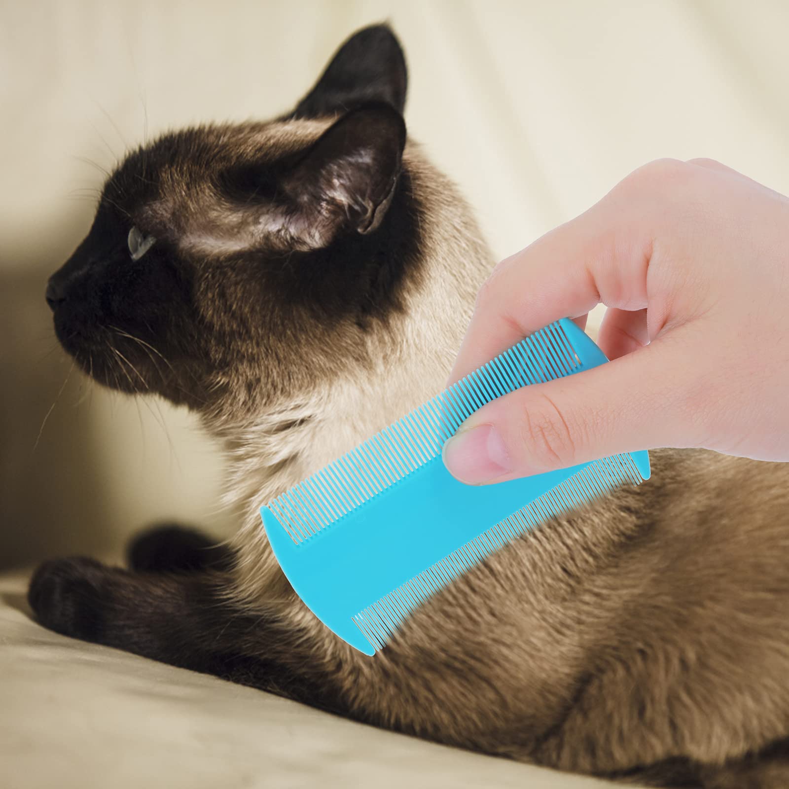 Molain, 12 Pieces Flea Lice Combs Cat Dog Grooming Comb, Double Side, Plastic, for Pet Owners, Unisex, All Hair Types, White, Green, Light Blue, Dark Blue, Orange, Pink