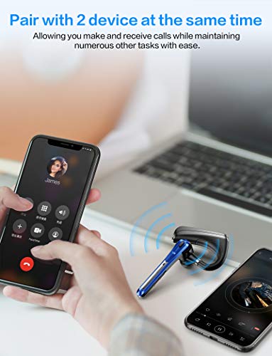 GPEESTRAC Bluetooth Headset [Upgraded] Active Noise Cancelling Bluetooth Headphones, Bluetooth Earpiece CVC8.0 Dual-Mic Hands-Free V5.0 Comfortable Earbud