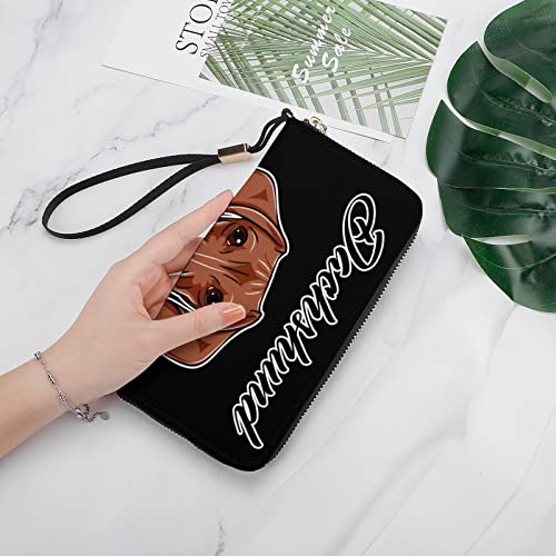 Dachshund Middle Finger Gesture Women's Long RFID Hand Wallet Wristlet Clutch Purse PU Leather Handbag with Wrist Strap