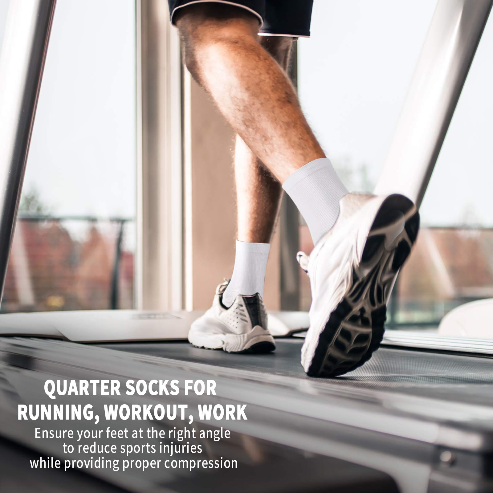 Compression Running Ankle Socks for Men and Women (6 Pairs), Quarter Athletic Socks for Running, Cycling, Golf, Work
