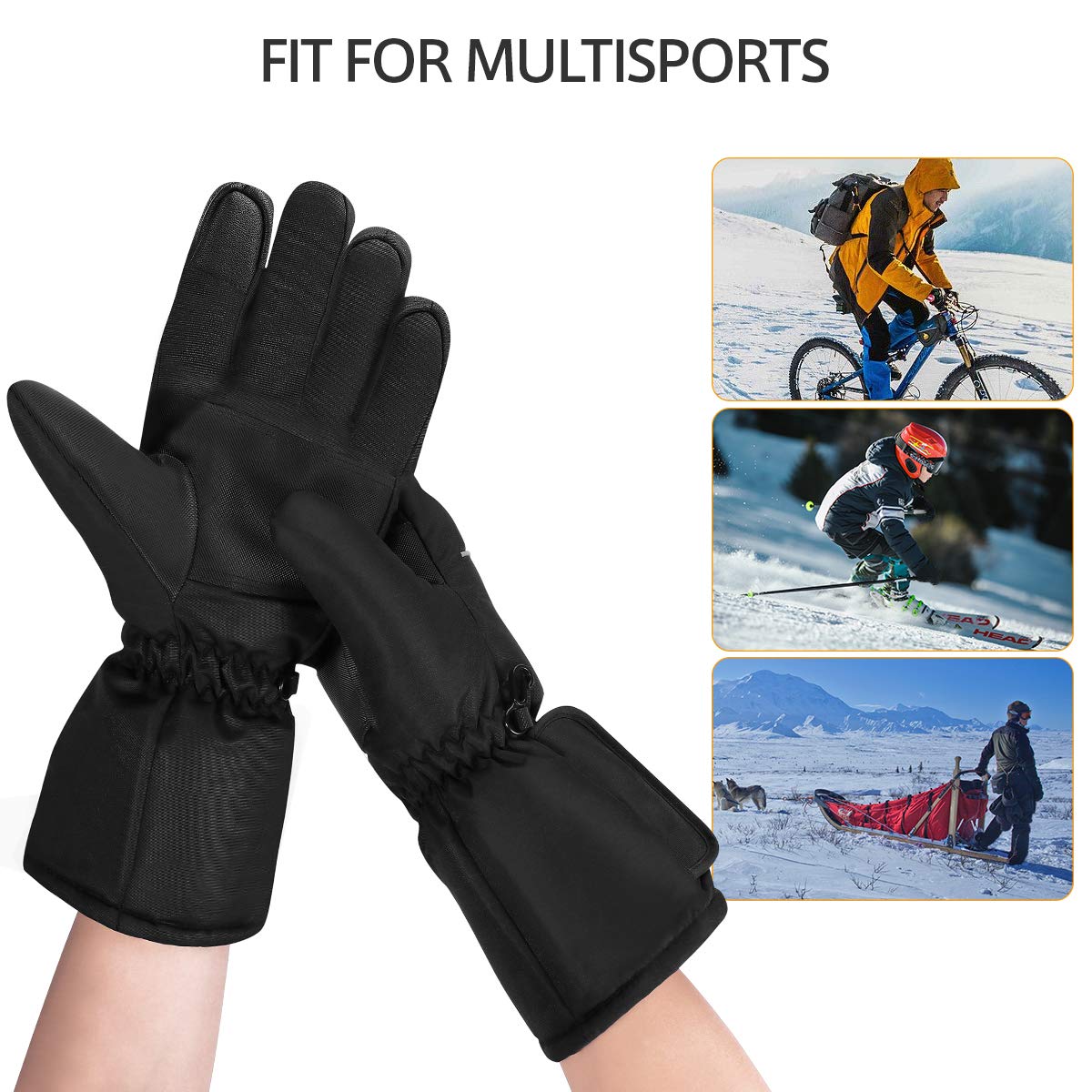 CLISPEED Heated Gloves Electric Heating Gloves Touch Screen Ski Gloves for Women Men