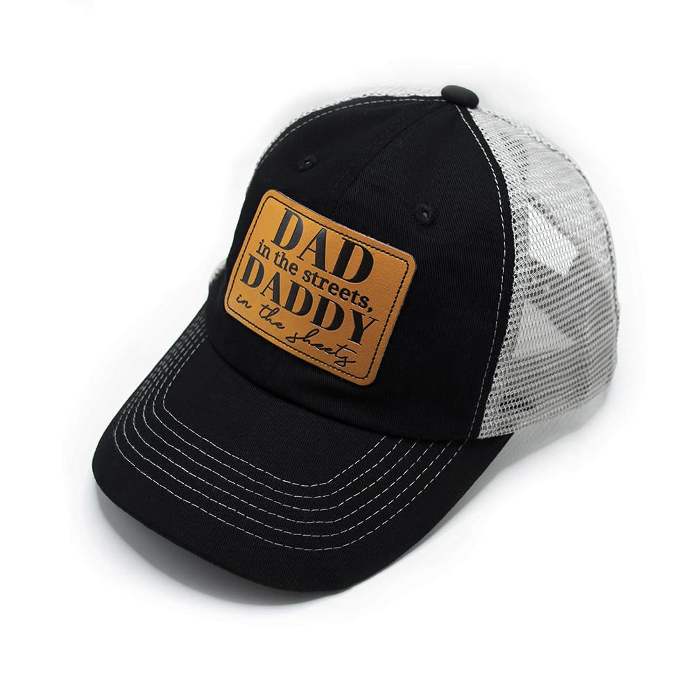 Dad in The Street Daddy in The Sheets Hat Funny Dad Leather Patch Hats Best Gifts for Men Outdoor Baseball Cap