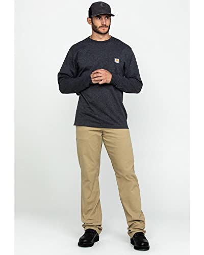 Carhartt Men's Loose Fit Heavyweight Long-Sleeve Pocket T-Shirt, Carbon Heather, REG-M