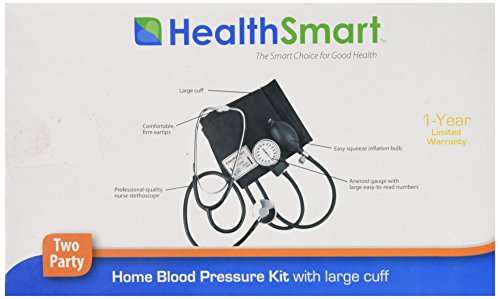 MABIS Professional Aneroid Sphygmomanometer Blood Pressure Gauge, Stethoscope and Blood Pressure Cuff, With Carrying Case, Adult Large Cuff, Black