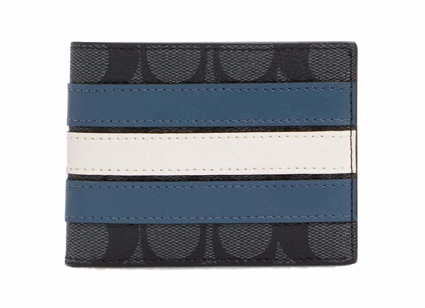 Coach Men's Slim Billfold Wallet In Signature Canvas With Varsity Stripe