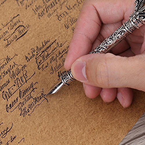Wal front Feather Pen,English Calligraphy Dip Quill Pen Writing Set Stationery Gift Box with 5 Nibs(sky blue)