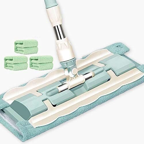 Mop and Bucket Sets, Flat Mop Floor Telescopic with Large Microfiber Pads Spin Mop 360 Degree Handle Home Windows Kitchen Floor Cleaner Wood Tile 360 Degree Spin Mop,