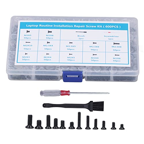 Electronic Repair Screws Kit, Black Fine Thread Computer Screw Flat Head for Electronics