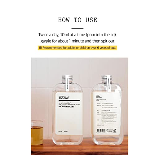 SODOWE. Vegan Oil-Pulling MOUTHWASH, 9.46 fl oz, Colorless and Odorless, Non-Alcohol Oral Rinse