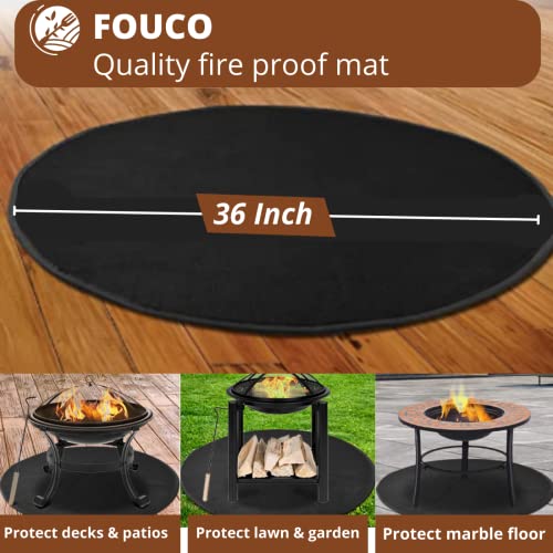 Fuoco Fire Pit Mat | 36” Round Outdoor BBQ Grill Protector | Round Fire Pit Mat | Heat Resistant Fire Pit Mat for Patio, Deck, Grass | Flat Top Gas Propane Burner with Roasting Stick & Ebook