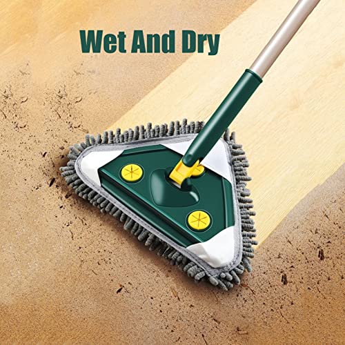Mops for Floor Cleaning, Extendable Microfiber Triangle Mops for Floor Cleaning with 6 Mop Pads Washable Microfiber,59 Inch Wall Cleaner Mop With Long Handle for Hardwood,Tile,Marble Floor
