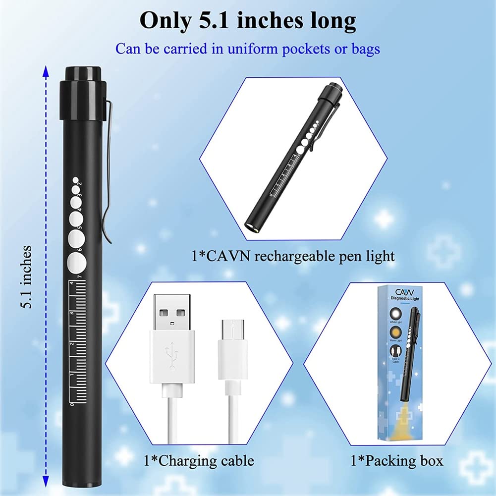 Hlsicnalm Pen Light Rechargeable Pen Light with Pupil Gauge LED Penlights USB Rechargeable Penlight Gifts for Nurses Nursing Student
