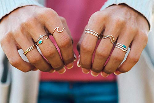 Pura Vida Gold Plated Delicate Stacked Rings - Brass Base .925 Sterling Silver - Size 9