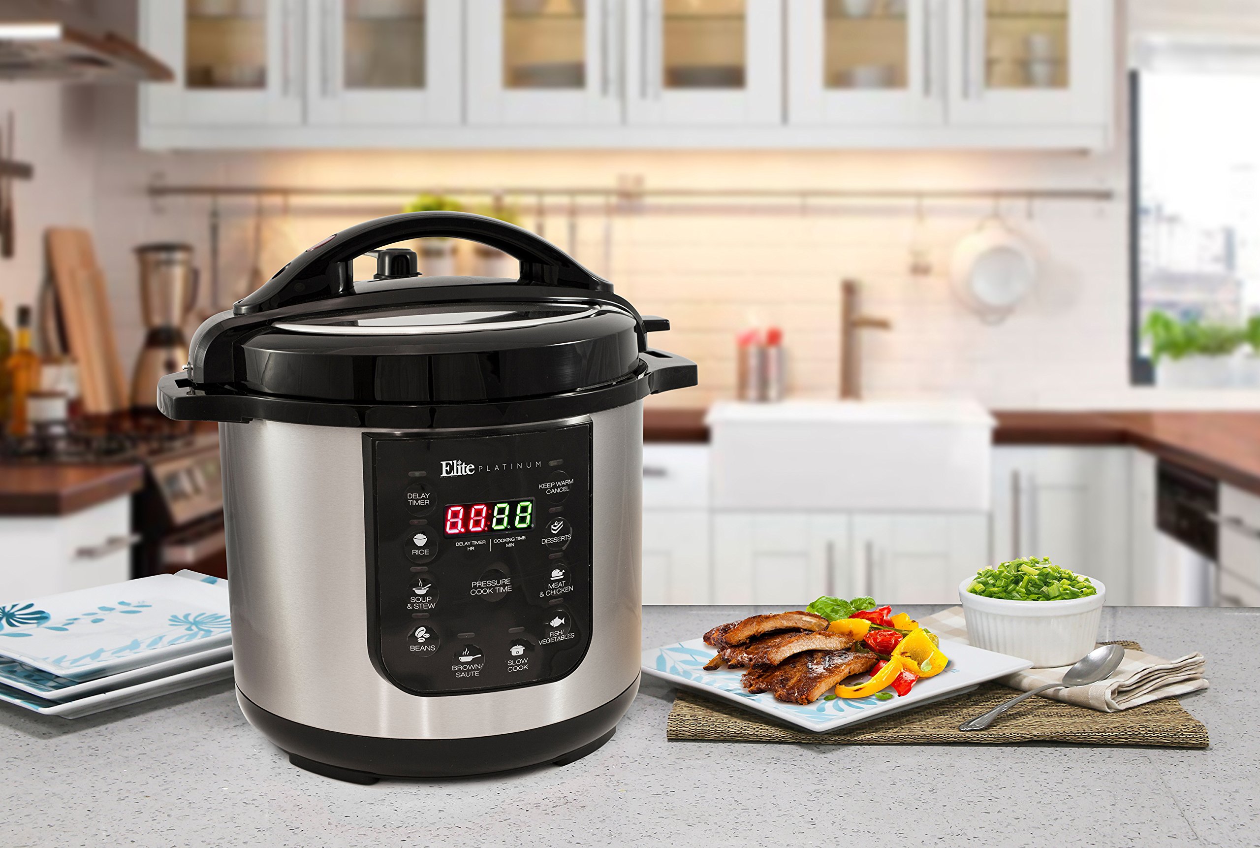 Elite Platinum 8 Quart 14-in-1 Multi-Use Programmable Pressure Cooker, Slow Cooker, Rice Cooker, Sauté, and Warmer - Blue