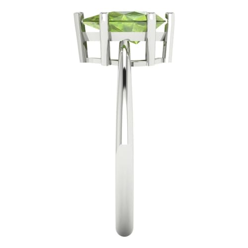 Clara Pucci 1.9ct Pear Cut Solitaire Genuine Vivid Green Peridot Proposal Bridal Designer Wedding Anniversary Ring 14k White Gold
