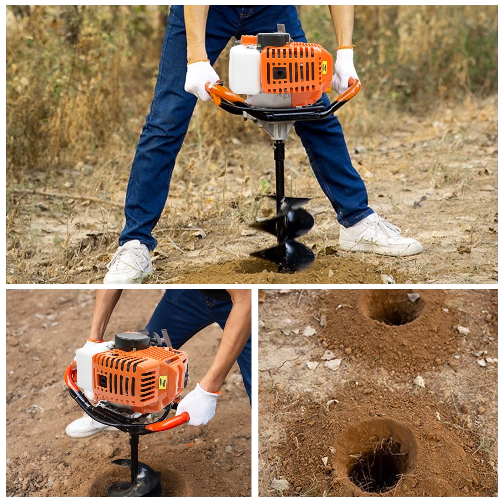 DYRABREST 52cc Gas Powered Earth Auger Post Hole Digger Borer Fence Ground Drill 4inch / 6inch / 8inch Bits