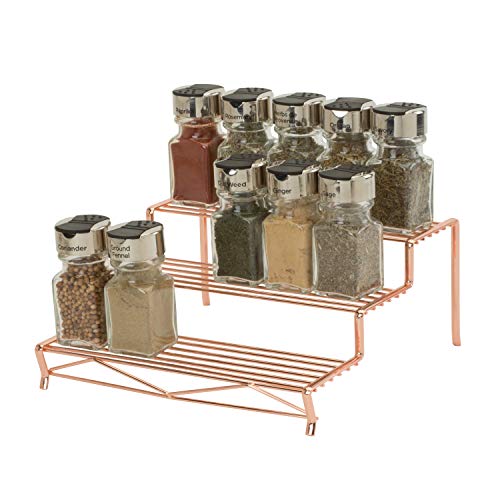 Kitchen Details Copper Geode 3 Tier Spice Rack | Countertop & Cabinet Organizer | Free Standing | Rust Resistant, 1 Count (Pack of 1)