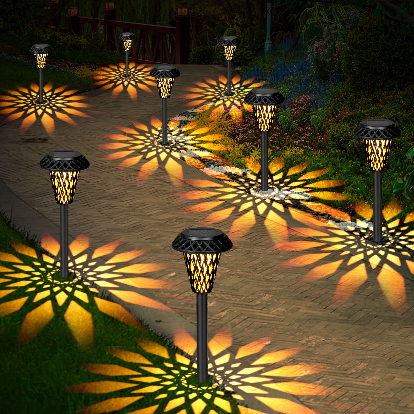 Orelpo Solar Pathway Lights Outdoor 8 Pack, LED Solar Garden Lights, Outdoor Solar Landscape Lights Waterproof Warm Light Path Lamps for Pathway, Walkway, Patio, Yard & Lawn