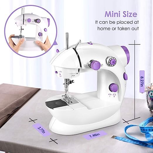 Sewing Machine Mini Portable Electric Dual Speed Sewing Device Hand Held Electric Sewing Machine with14 PCS Sewing Kit for Beginner DIY Household, Travel(Light, Safety)