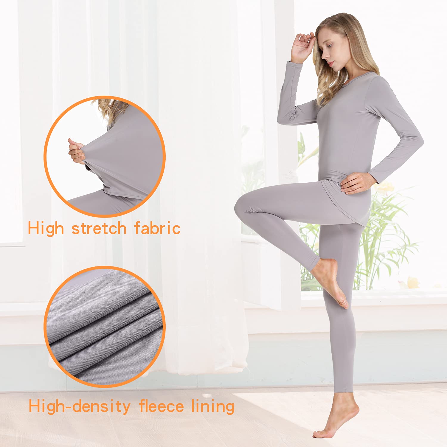 Dakiwin Thermal Underwear for Women Fleece Lined Basic Long John Set Ultra Soft A-black
