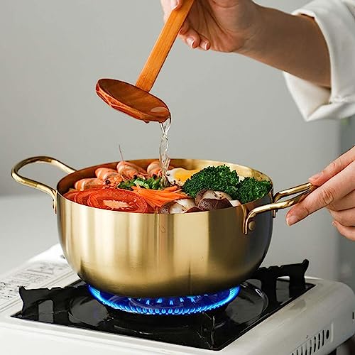Gralara Instant Noodles Pot Korean Noodle Pot Stainless Steel Multipurpose Portable Ramen Cooking Pot Ramyun Cooker for Picnic Camping Soup Stew, 22cm