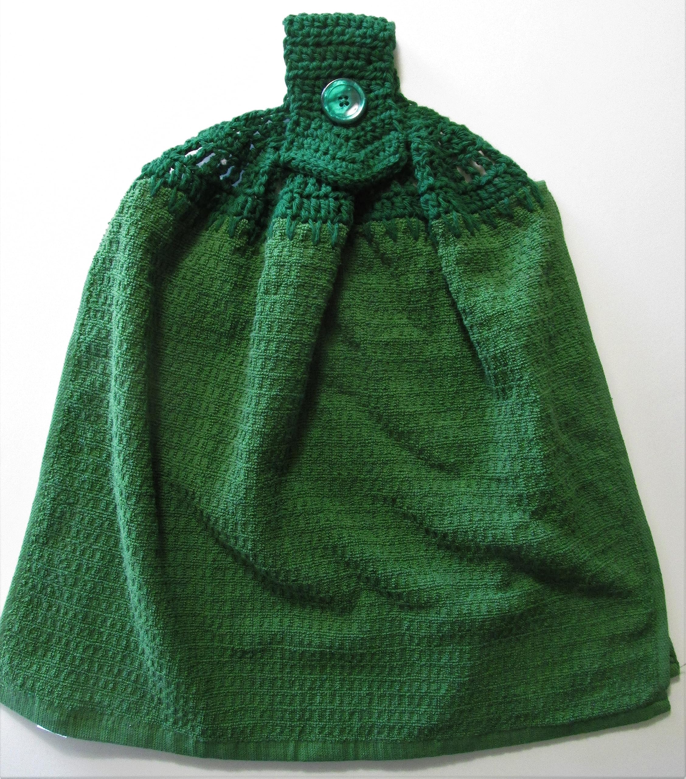 Dark Green Kitchen Towel - Double Thickness Best Quality Hanging Towel with Dark GreenTop