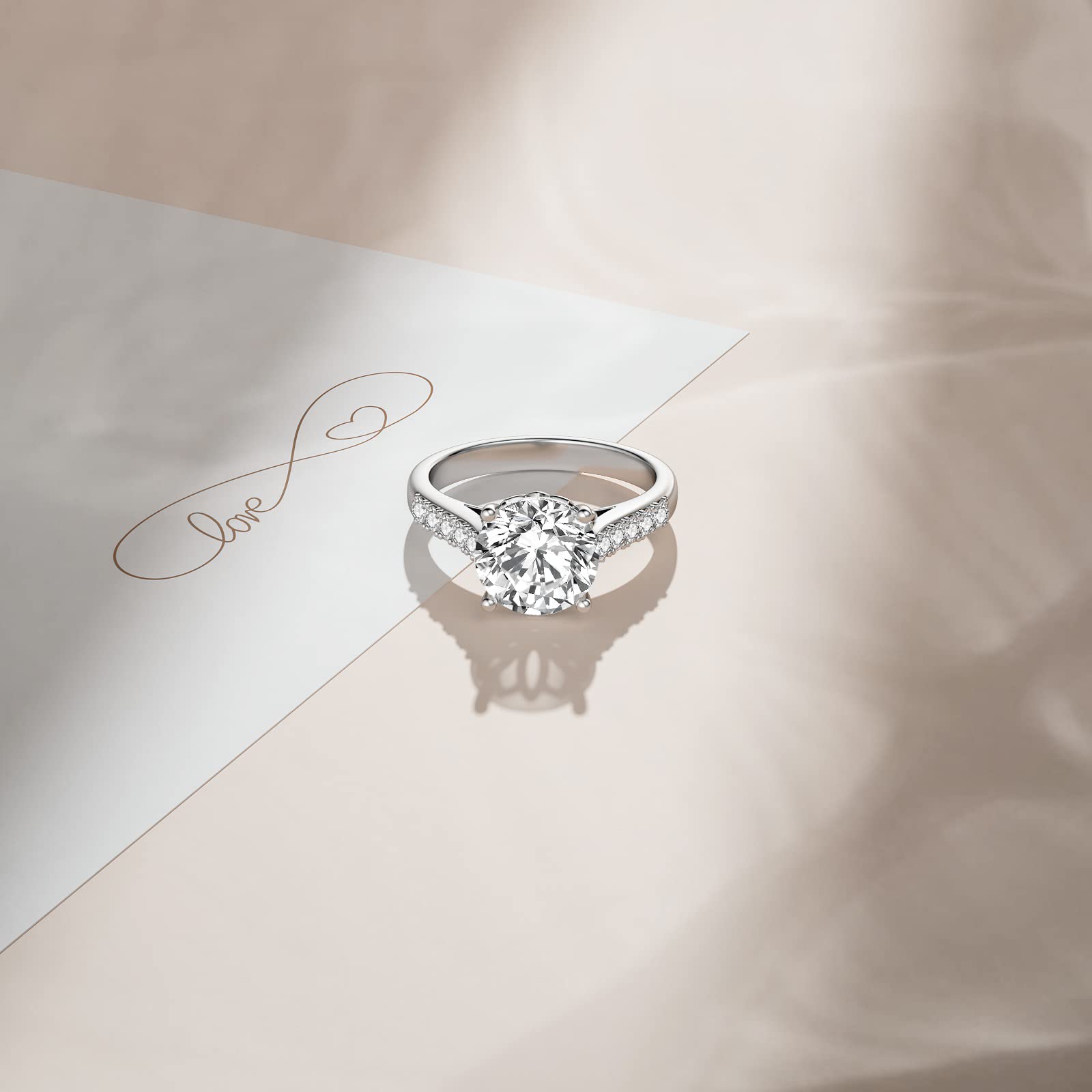 DALARAN 925 Sterling Silver Round Solitaire Cubic Zirconia Engagement Ring Halo Promise Ring Size 6