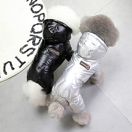 Izefia Dog Coat Windproof Jacket Cold Weather Coat 4 Legs Warm Dog Jumpsuit Winter Thick Clothes Snow Proof Coat Cotton Dog Coat for Small Dog Medium Cat Silver XL