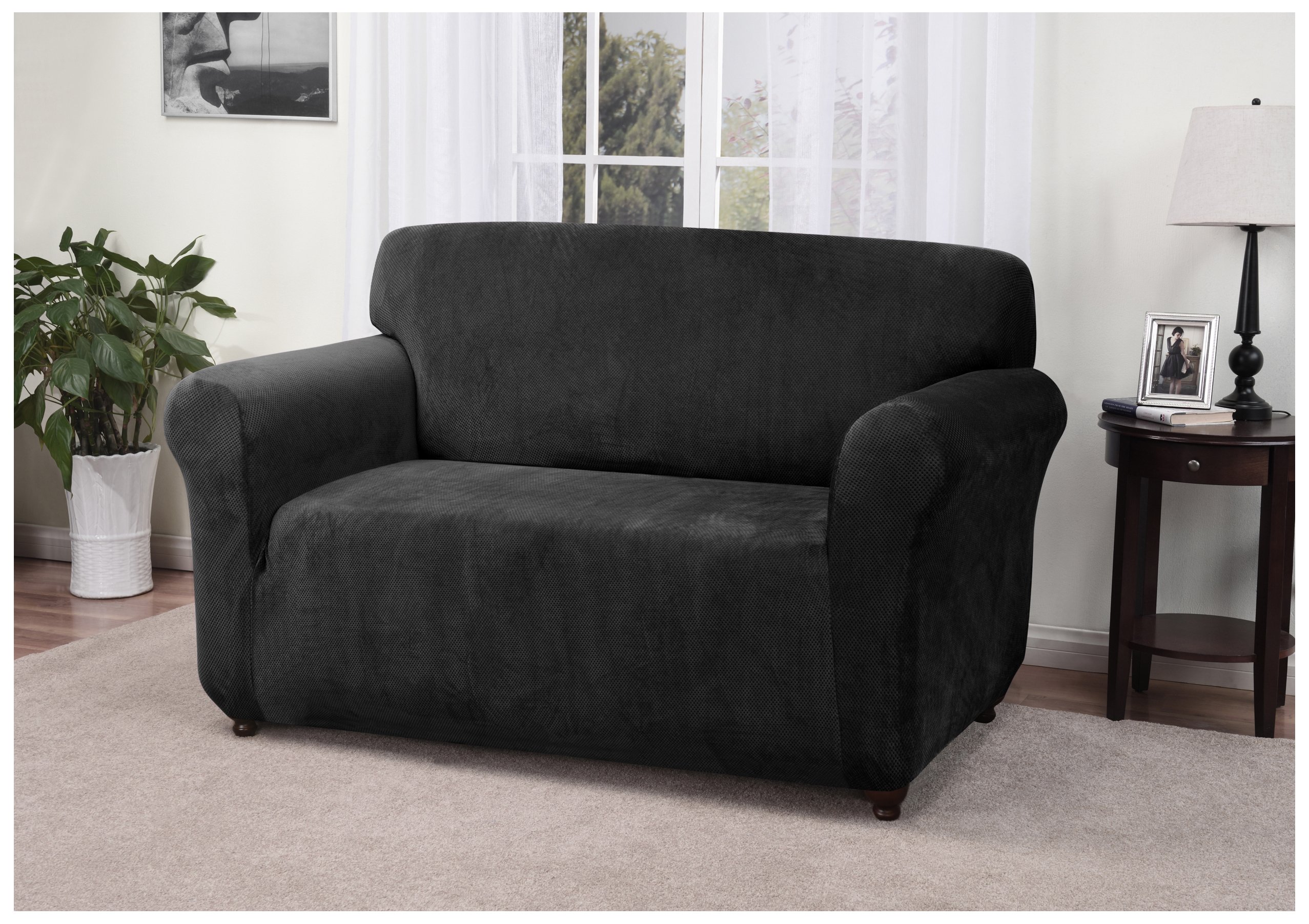Madison Kathy Ireland Day Break Loveseat Slipcover, Black