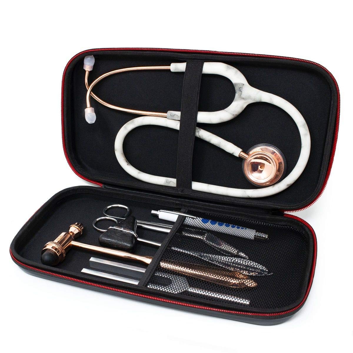 MDF Instruments, Hard Travel Carrying Case with Mesh Pocket, Medium Size, Fits MD One & Acoustica Stethoscopes, Reflex Hammers, Sphygmomanometers, Penlights, Doctor & Nurse Accessories (MDFSCM12)