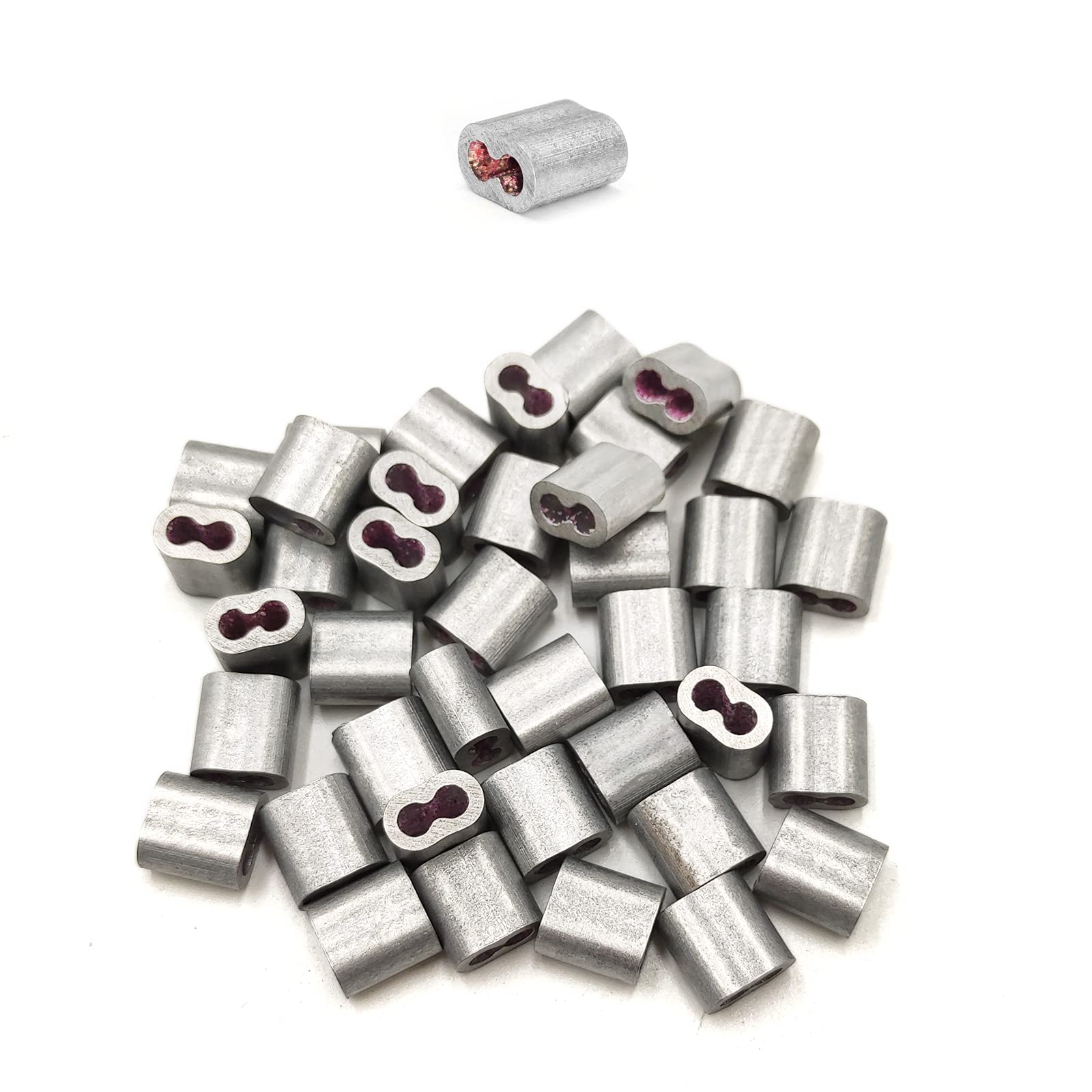 FenceMate Aluminum Alloy Crimp Loop Sleeves #2-3 to Splice & Join Metallic Wires or Wire Ropes, Tempered, Gritted with Super Holding Force on High Tensile Wires Used in Fencing & Hanging, 100pcs/Pack