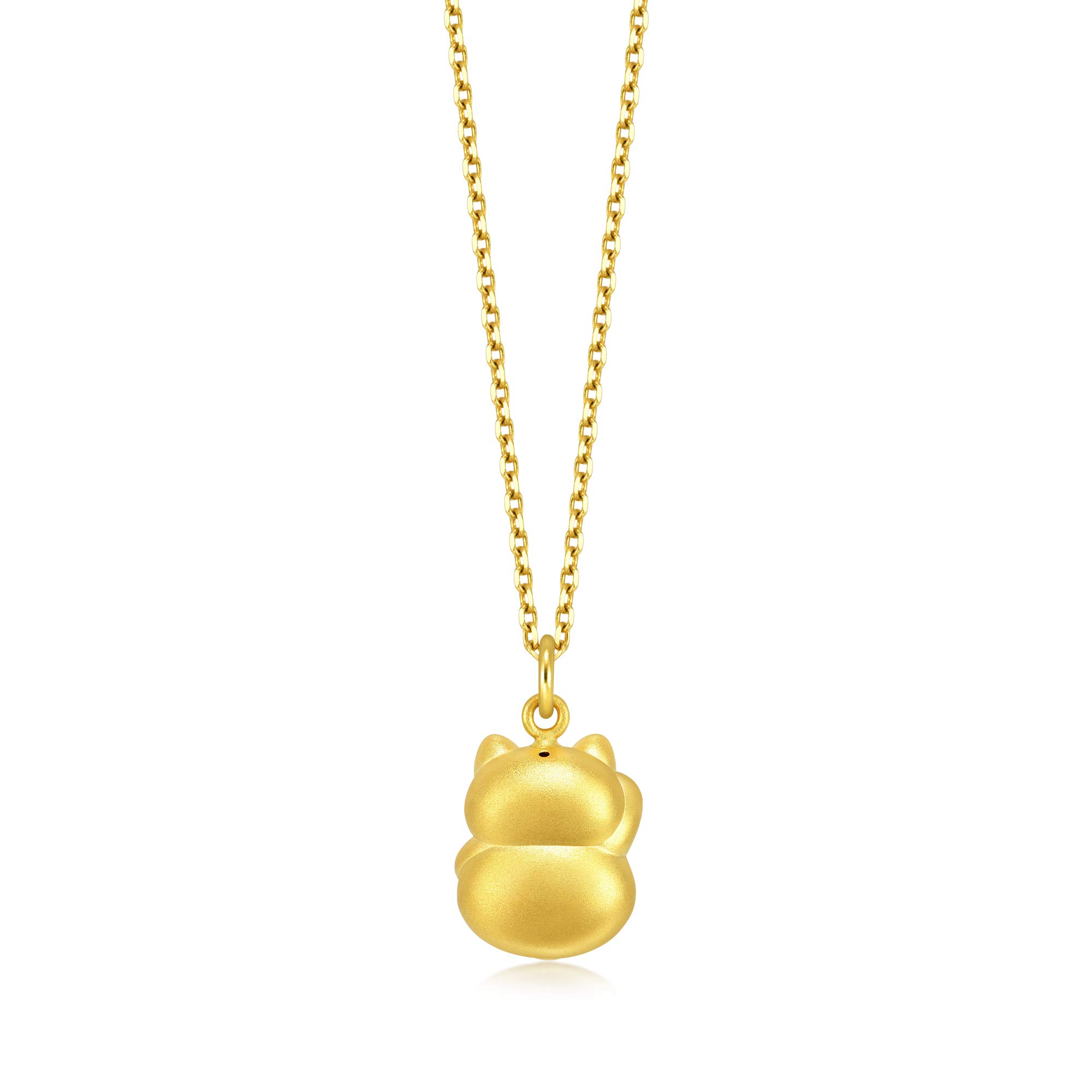 CHOW SANG SANG 999 24K Solid Gold Maneki Neko Lucky Cat Charm Pendant for Women 91976P [Not Include the Necklace]