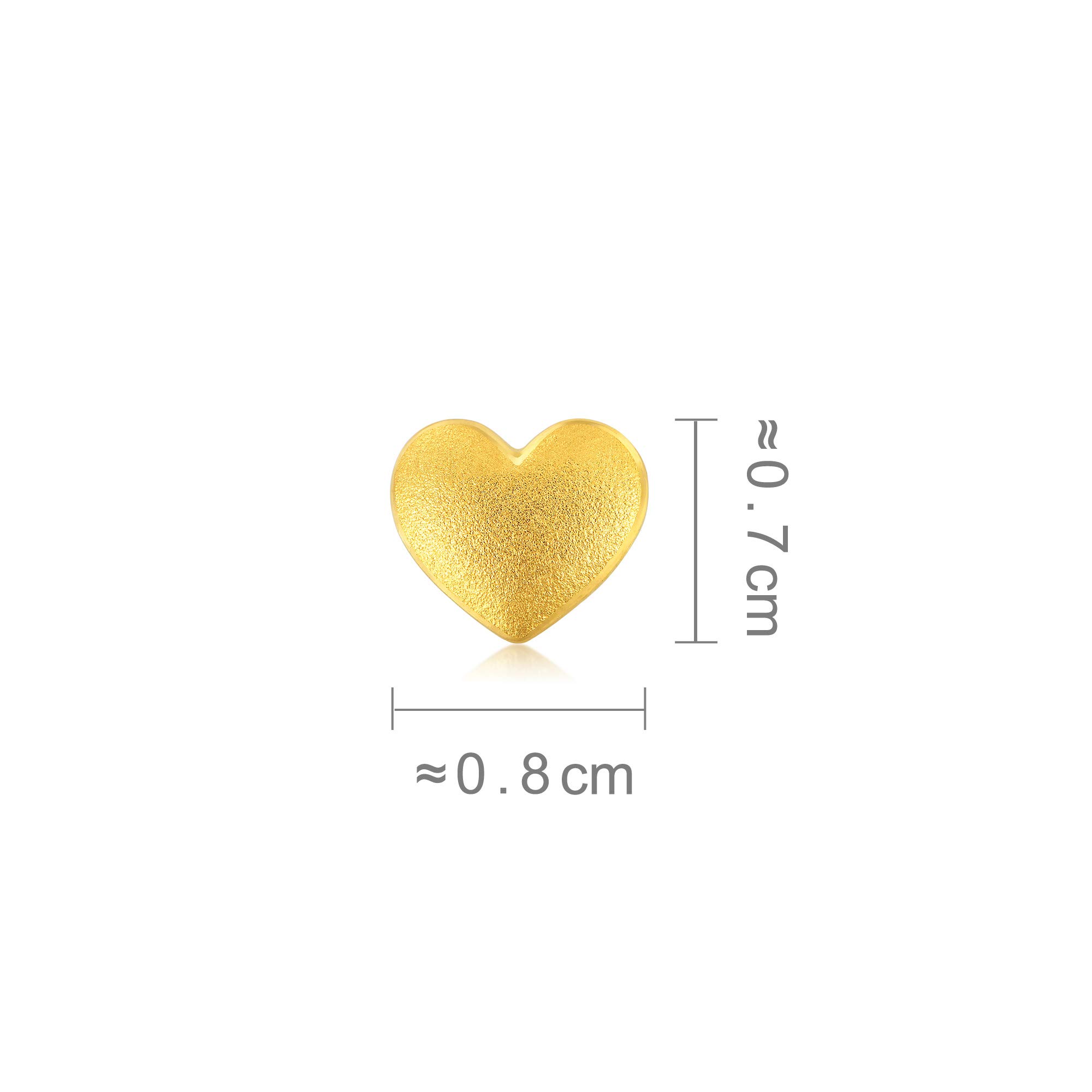 CHOW SANG SANG 999.9 24K Solid Gold Heart Single Stud Earring 91935E (Sold Single Not Pair)