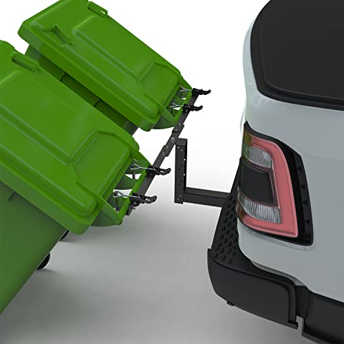 ELITEWILL 2” Double Can Garbage Towing Trailer Hitch,Trash Can Transporter Hauler Fit for Truck/Golf Cart/ATV/UTV/Trailer with 2in Hitch Receiver