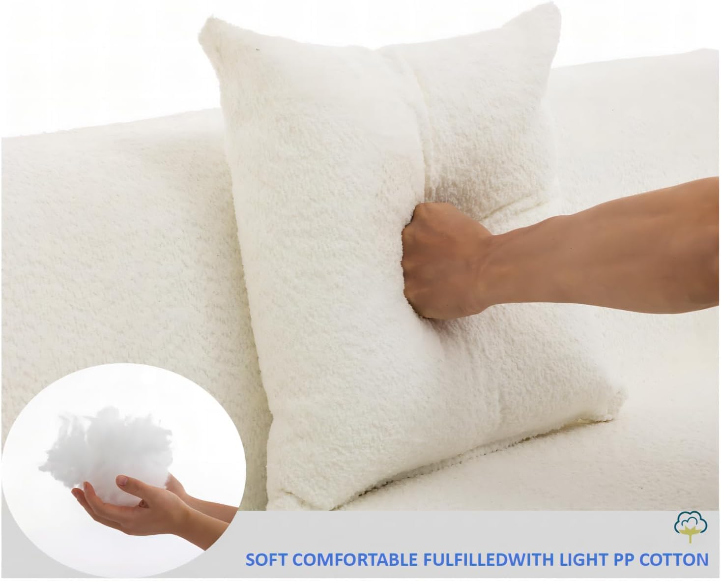 Huatean Home 125” Sectional Sofa Couch, Dimension Exten Modern Modular Sectional Couch for Living Room, L Shaped Sectional Couch High-Density Foam Couch Corner Sofa, Free Combination, White