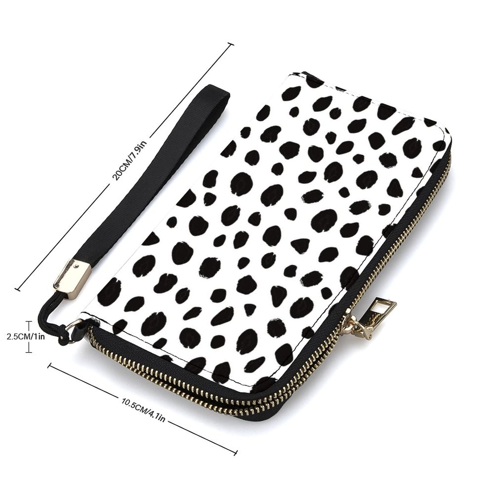 Dalmatians Dog Print Wallet Vertical Clutch Wristlet Strap Long Purse with Pocket Handbag for Travel Work